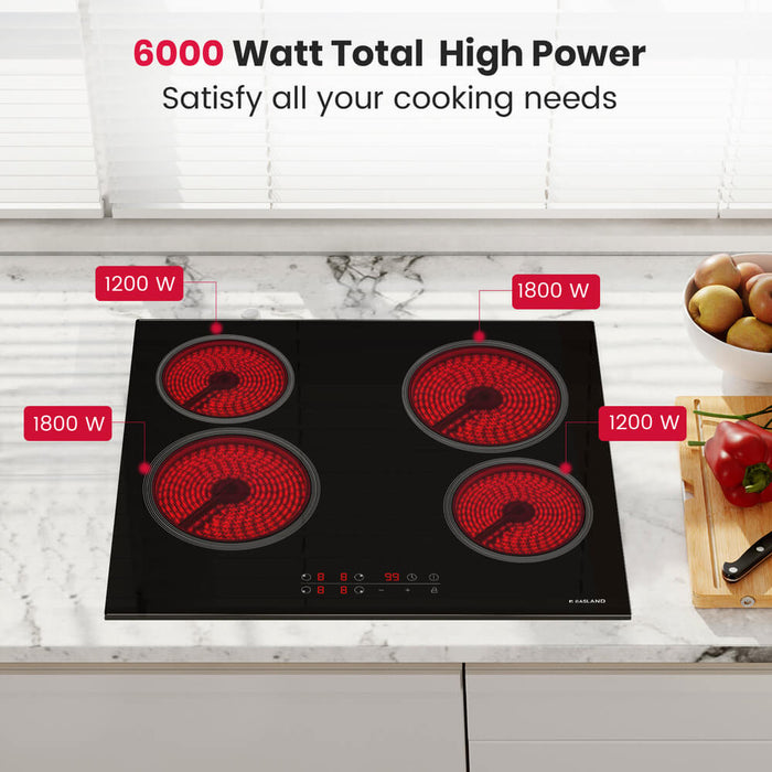 GASLAND Chef 24 Inch Electric Cooktop 4 Burner Built-in Radiant Ceramic ...