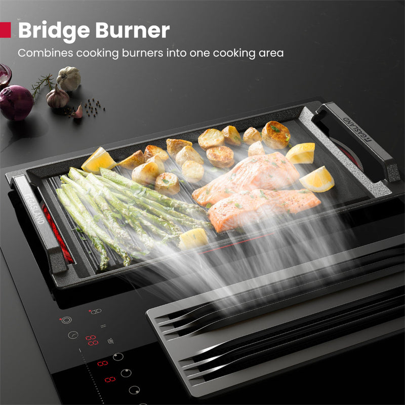 GASLAND 31.5 Inch Downdraft Electric Cooktop – Radiant Glass Cooker with 4 Burners & Vent System ...