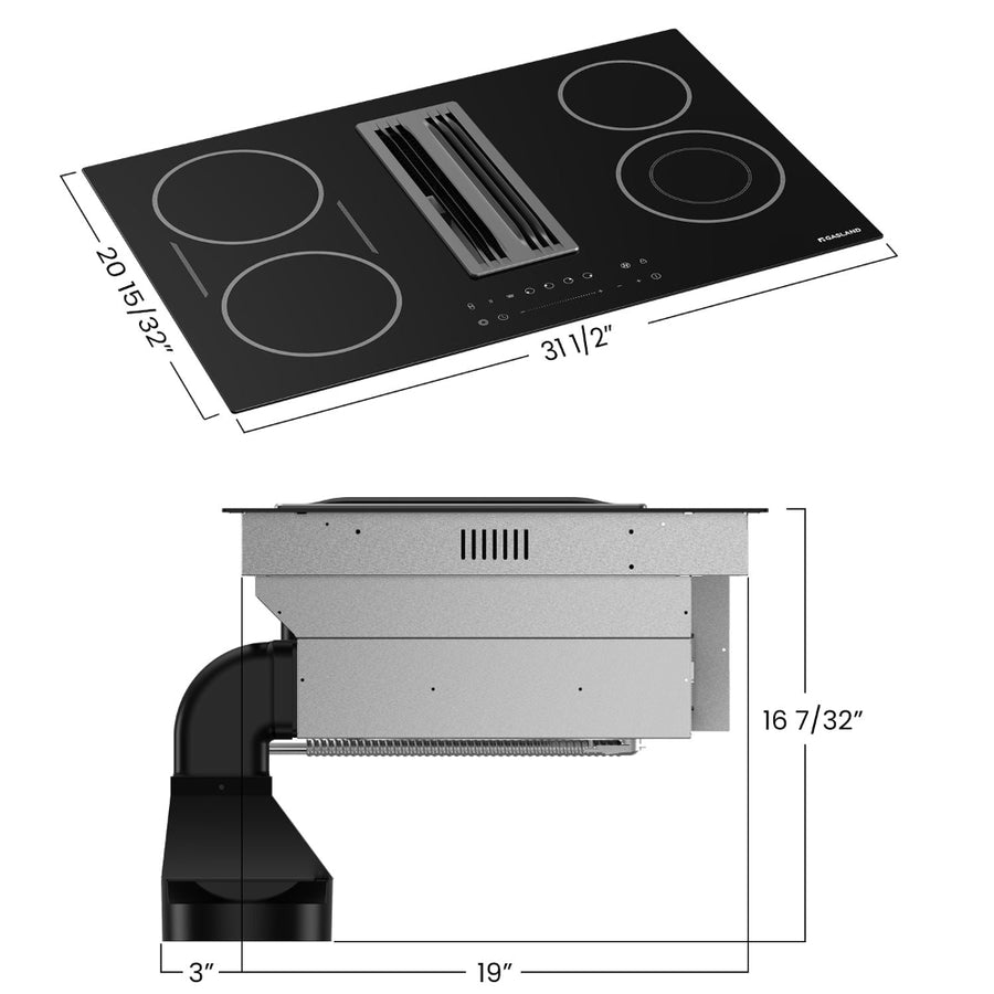 GASLAND 31.5 Inch Downdraft Electric Cooktop – Radiant Glass Cooker ...