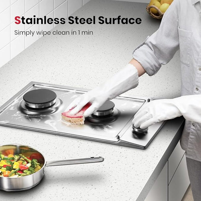 GASLAND Chef 2 Burner Gas Cooktop 12 Inch Stainless Steel Gas Stove NG ...