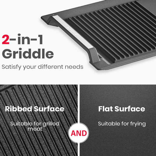 GASLAND Chef Cast Iron Grill/Griddle for Induction Stovetop with ...