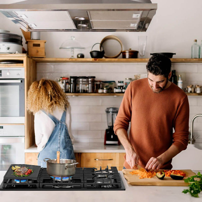 GASLAND Chef 30 Inch Gas Cooktop with Griddle 5 Burner Black Enamel NG ...
