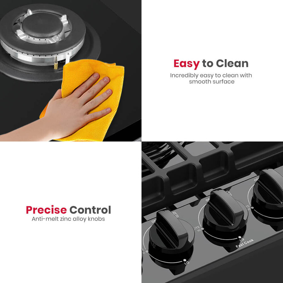 GASLAND Chef 30 Inch Gas Cooktop with Griddle 5 Burner Black Enamel NG ...