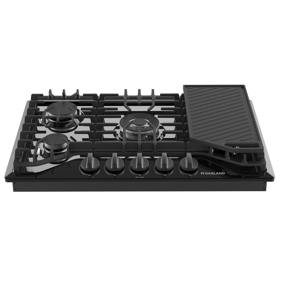 GASLAND Chef 30 Inch Gas Counter Stove Top 5 Burner Black Enamel Gas ...