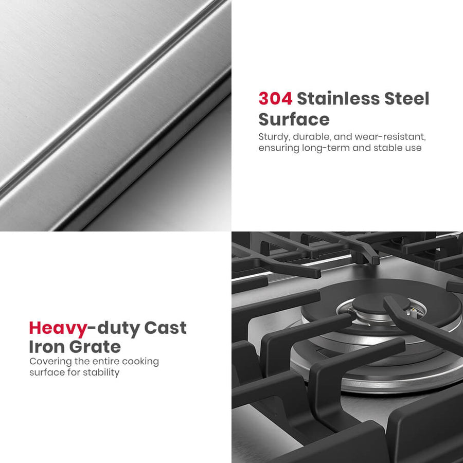 GASLAND Chef 30 Inch Gas Counter Stove with Griddle 5 Burner Stainless ...