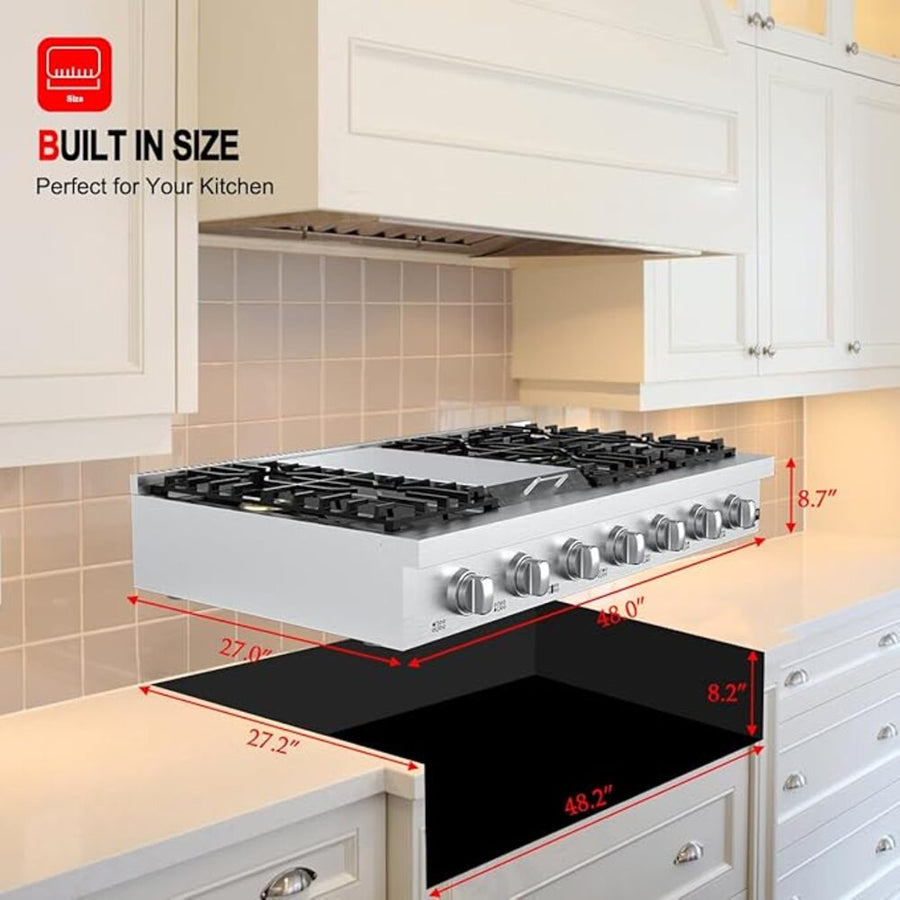 GASLAND Chef 48 Inch Gas Range Top 6 Burner Stainless Steel ...