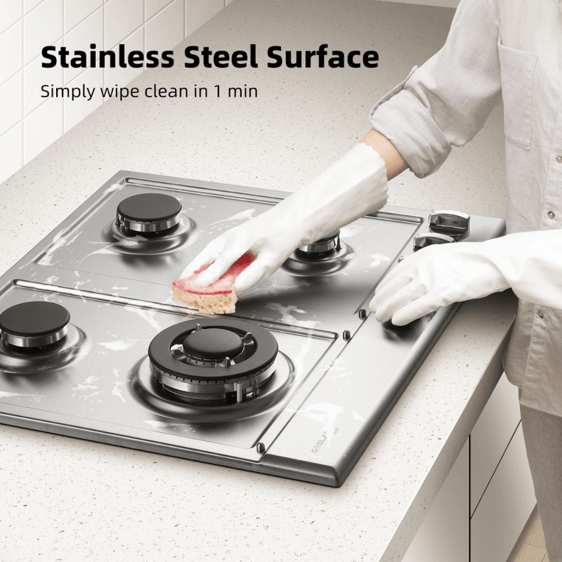 GASLAND Chef Built-In Gas Cooktop 24 Inch 4 Burner Stainless Steel Wok ...