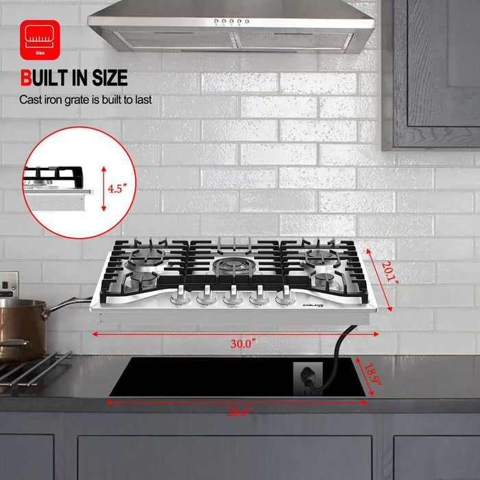 GASLAND Chef 2 Burner Gas Cooktop 12 Inch Stainless Steel Gas Stove NG ...