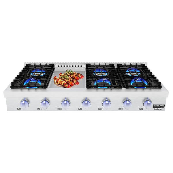 GASLAND Chef 48 Inch Gas Rangetop 6 Burner Stainless Steel Professional ...