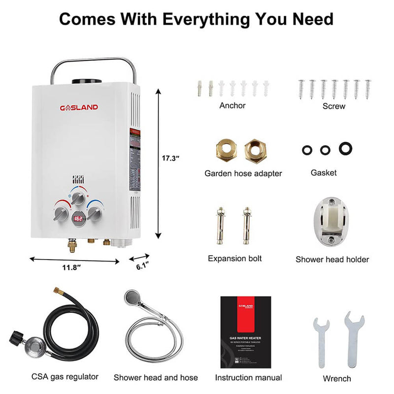 GASLAND Camper Water Heater 1.58GPM 6L 41,000 BTU Digital Screen ...