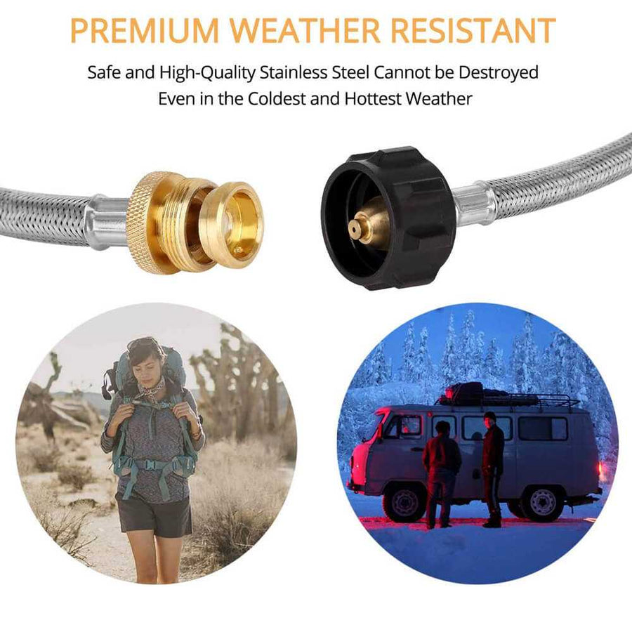 GASLAND Propane Hose, 5ft Stainless Steel Braided Gas Line, 1lb to 20l